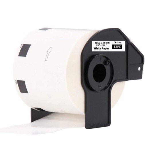 DK-22205 | CINTA COMPATIBLE ADHESIVO LETRA NEGRO 62MM X 30.4M -TECEMIP